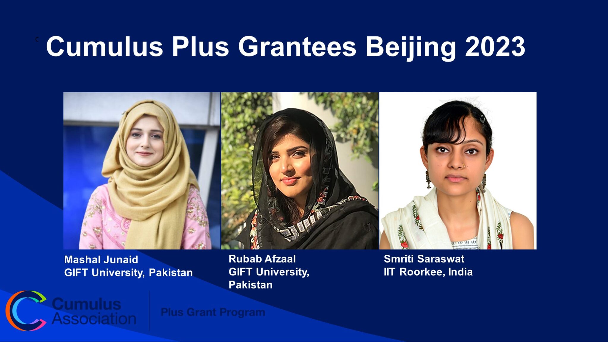 Mashal Junaid, Rubab Afzaal and Smriti Saraswat awarded with Cumulus ...